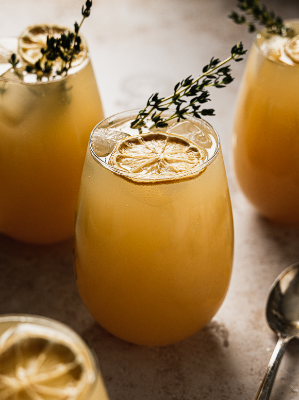 Peachy Spring Mocktail with Thyme and Honey - The Slotted Spoons